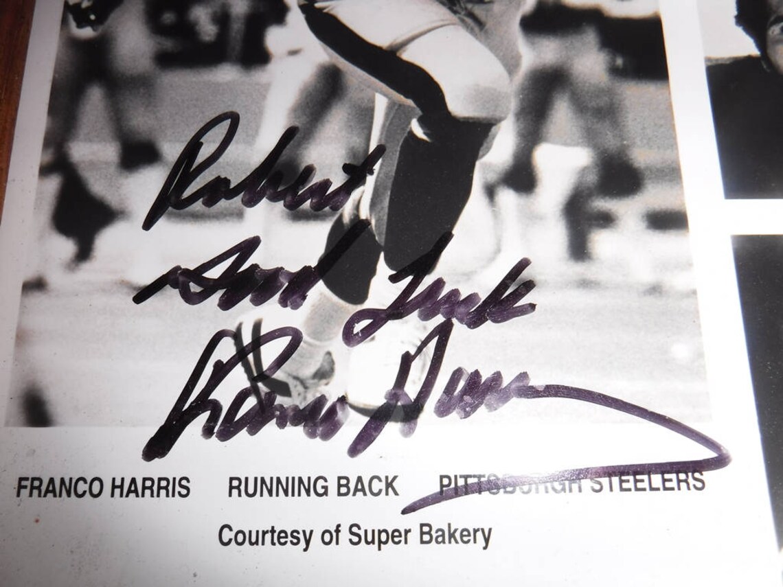 Franco Harris Autographed Black and White Photo to Robert - Etsy