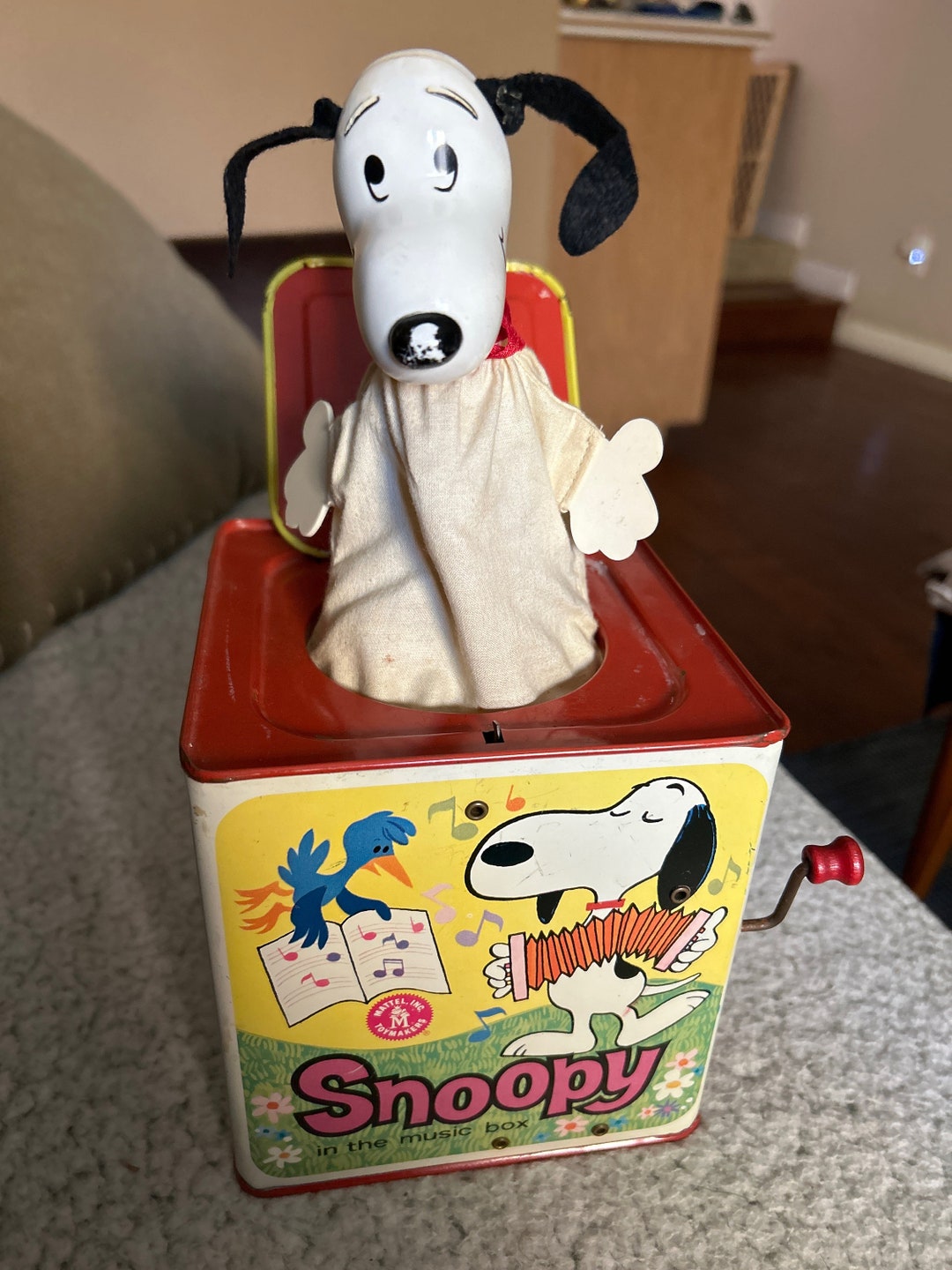 Snoopy in the Music Box Mattel 1966 Charlie Brown. Lucy, Linus Schroder ...