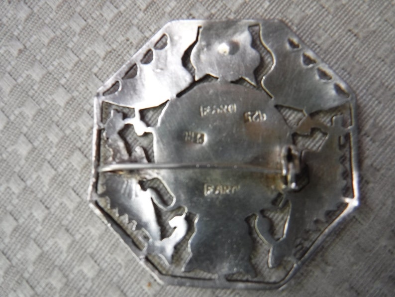 Peruvian Brooch Sterling Silver Faro Woman Octigon - Etsy