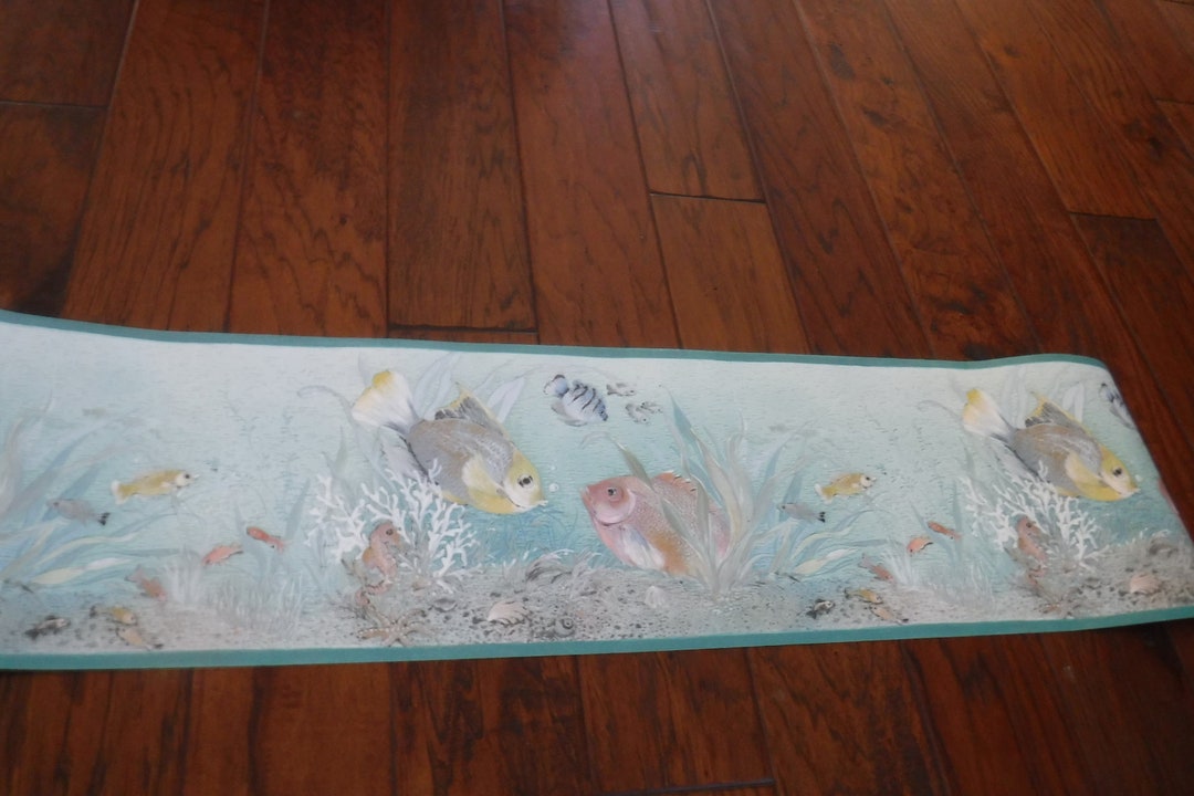 Wall Paper Border Seascape Fish Ocean Aquarium Embossed AS Creations ...