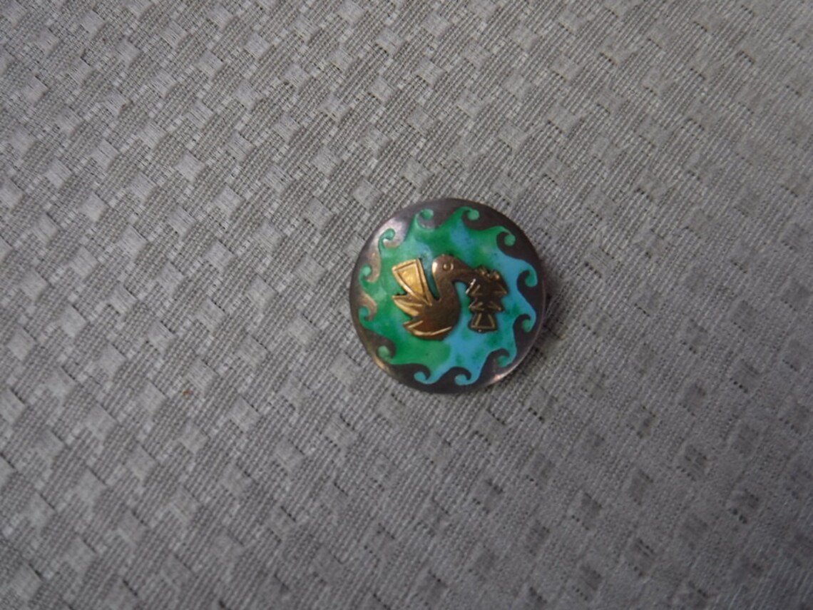 Peruvian Brooch with Bird 18k Gold & Sterling | Etsy