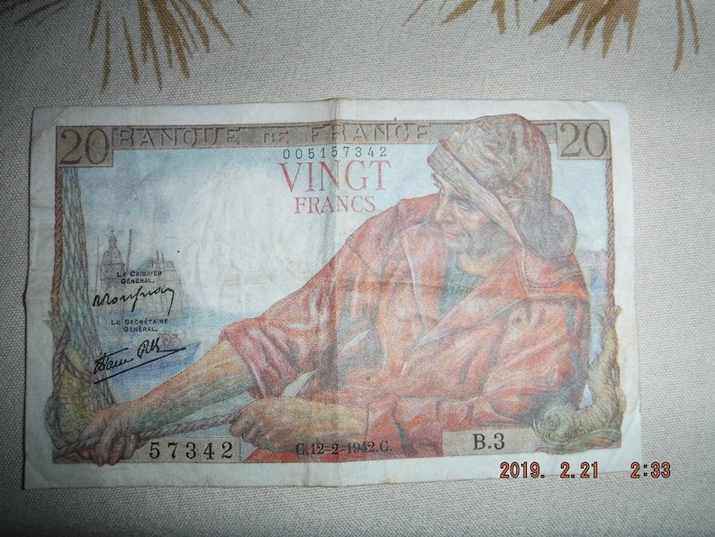 1939 Banque De France 100 Cent Francs Note Fine French WW II Paper ...