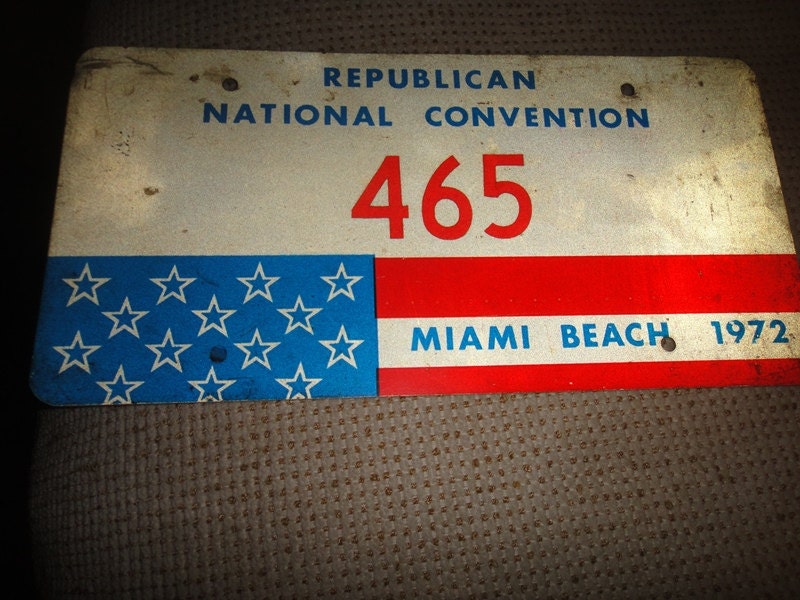 Vtg Republican Convention 1972 Miami Beach License Plate 465 - Etsy