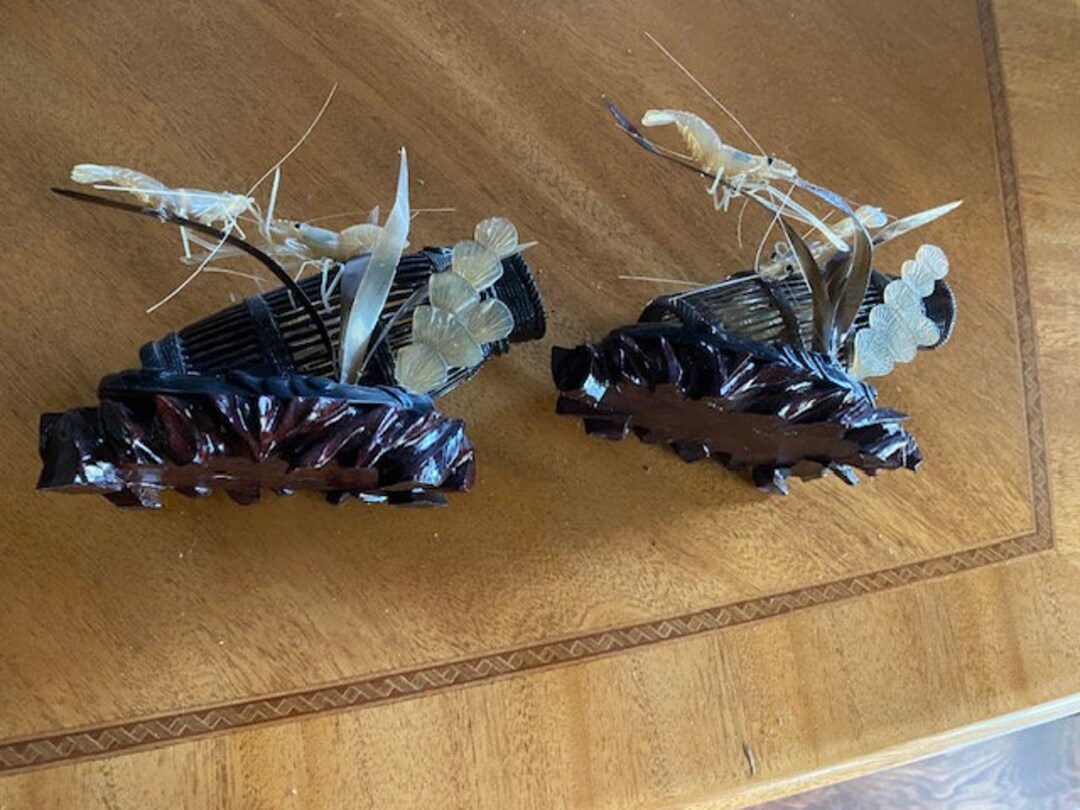 Baishi Shrimp Sculptures Pair Chinese Carved Horn - Etsy