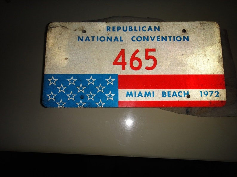 Vtg Republican Convention 1972 Miami Beach License Plate 465 - Etsy