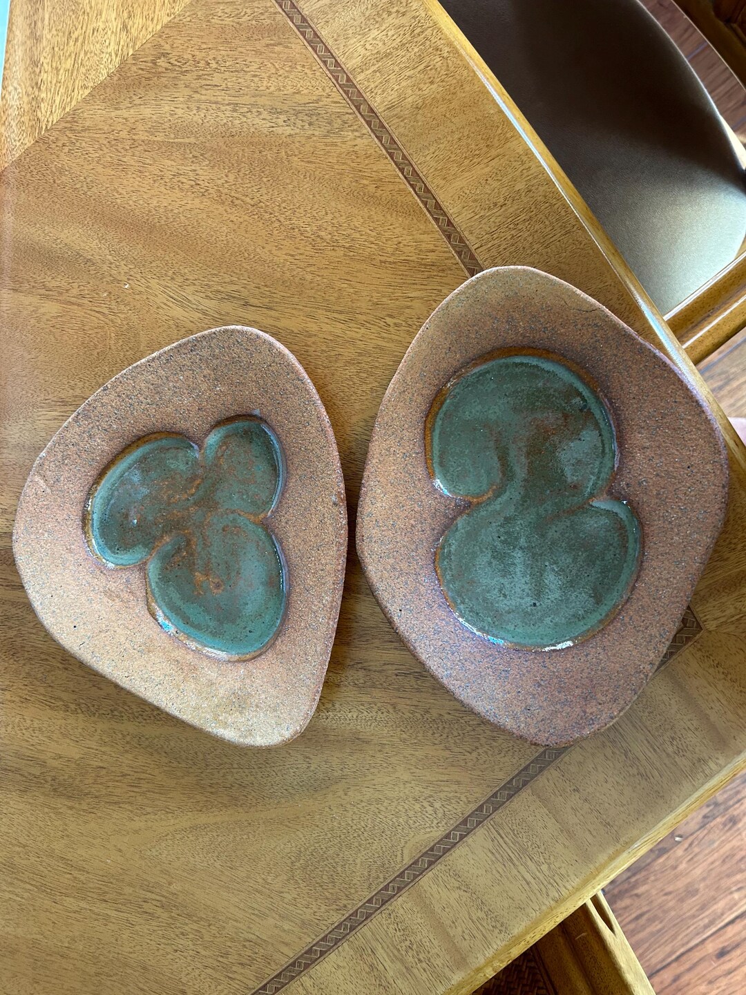 David Salk Free Form Sandstone and Glazed Pottery Plate/bowls Signed by ...