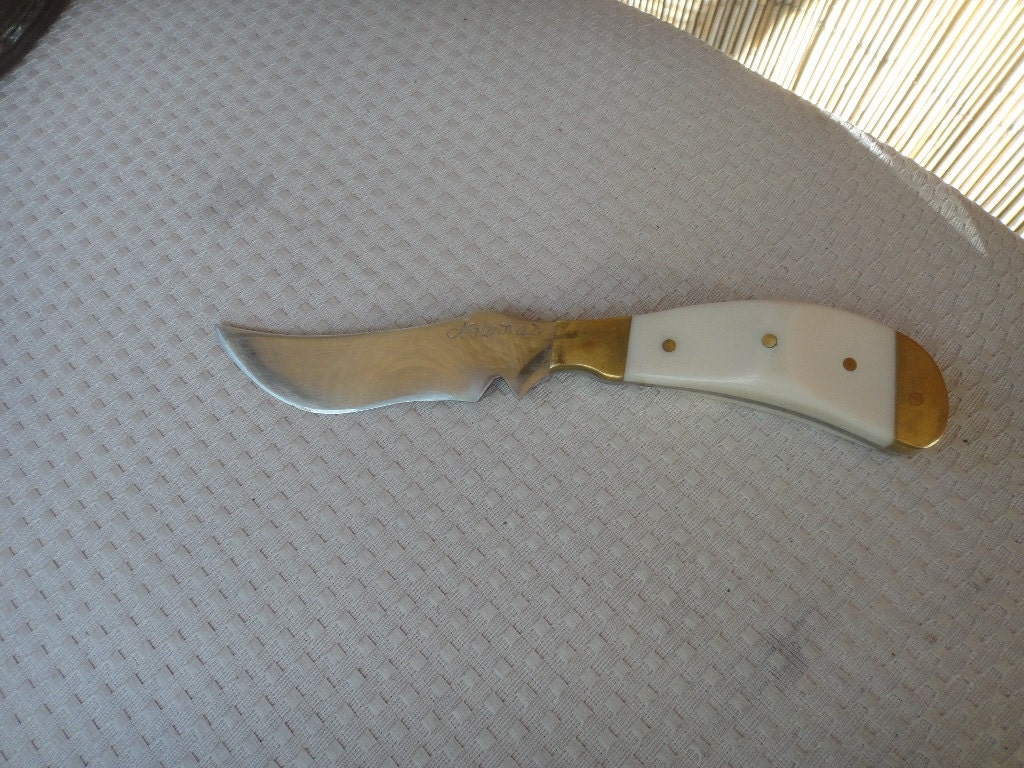 Custom Knife With Brass and Ivory Color Handle Engraved Newman on the ...