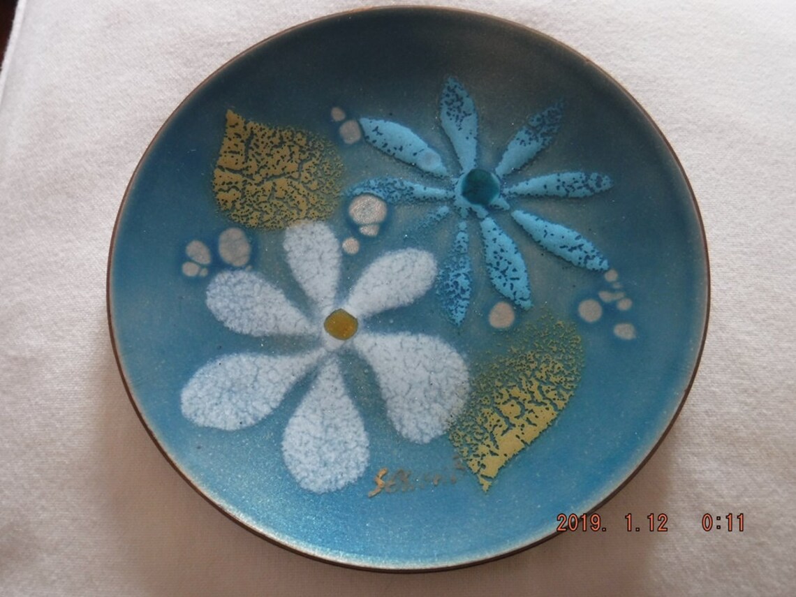 Mid Century Sasha Brastoff Copper Enamel Plate With Retro - Etsy