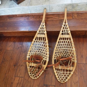 Snow Shoes Wood and Animal Rawhide Webbing and Leather - Etsy