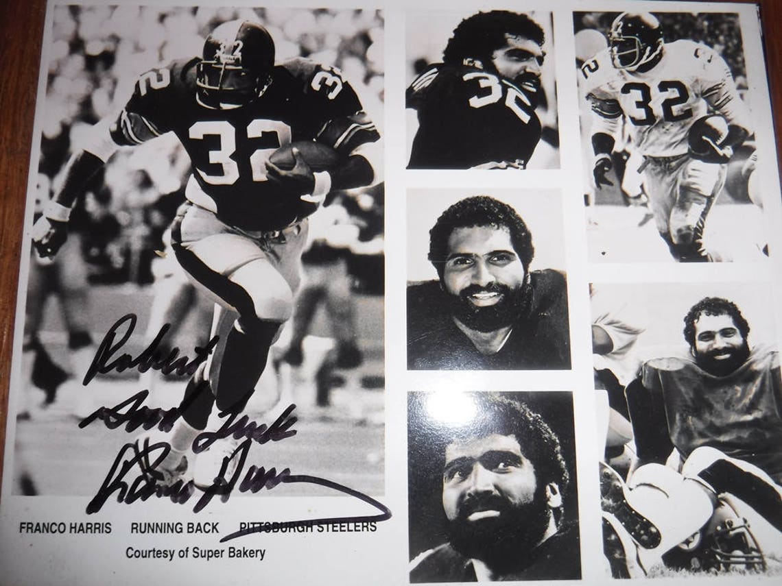 Franco Harris Autographed Black and White Photo to Robert - Etsy