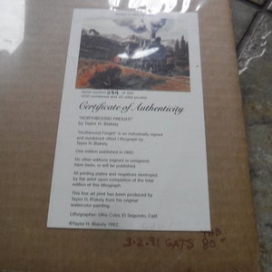 Taylor Blakely northbound Train Authenticated Lithograph 234/450 Signed ...