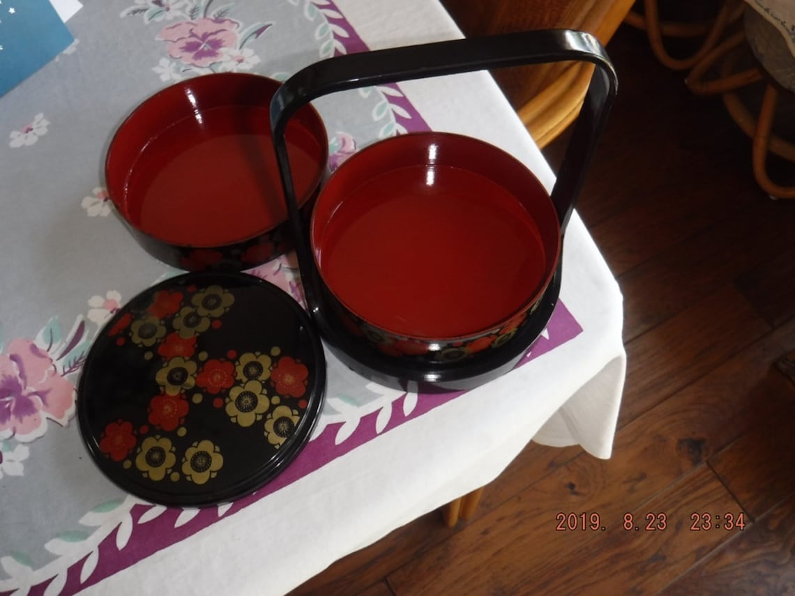 Bento Black Lacquer Bento Stacking Box Trinket Jewelry Box - Etsy