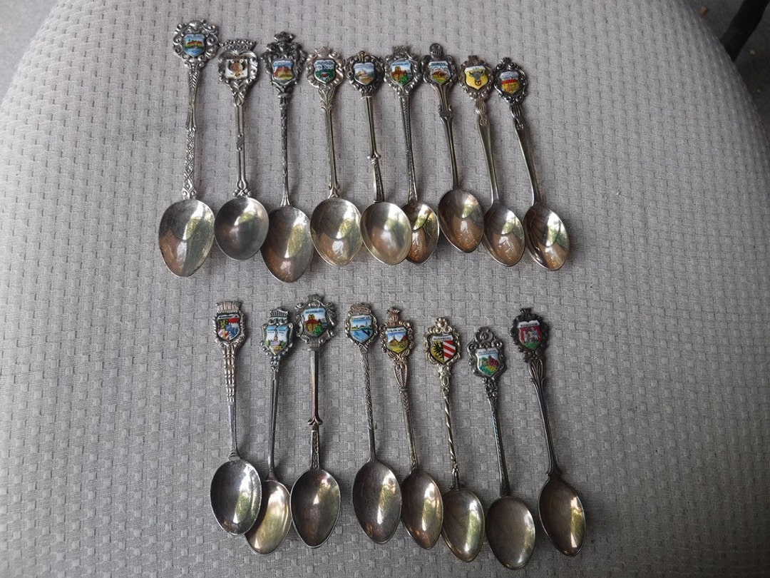 Spoons German Souveinir Spoon Lot of 17 W/trademarks Antiko 100, 90 ...