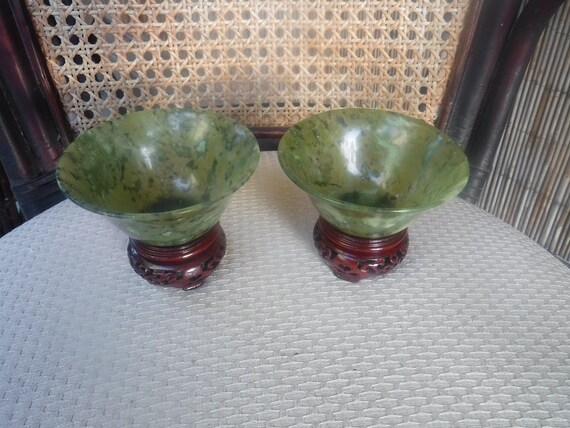 Jade Bowls Set of 2 4 Diameter 1 7/8 High - Etsy