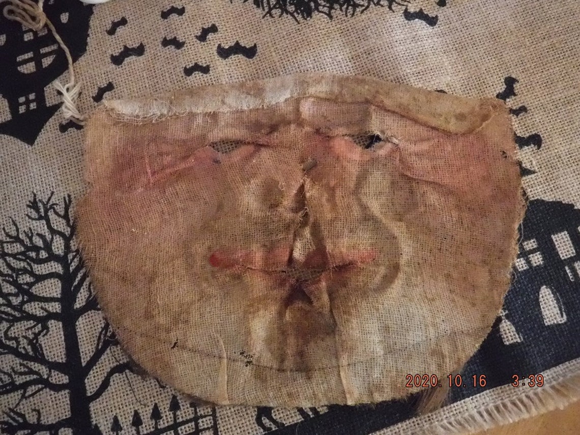 Mask cloth gunny sack Linen cheese cloth Carnival Halloween 1930-40's ...