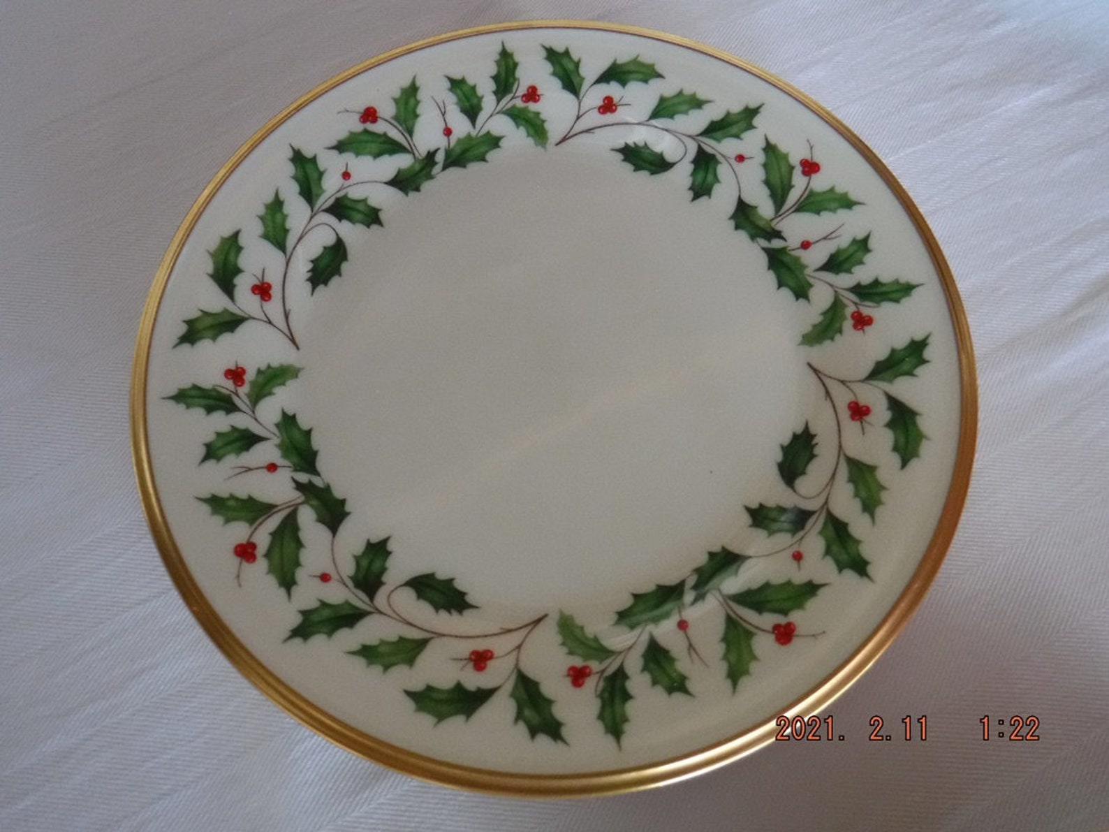 Lenox USA Holiday With Holly and Berries 8 Dinner Plates, 10 Salad and ...