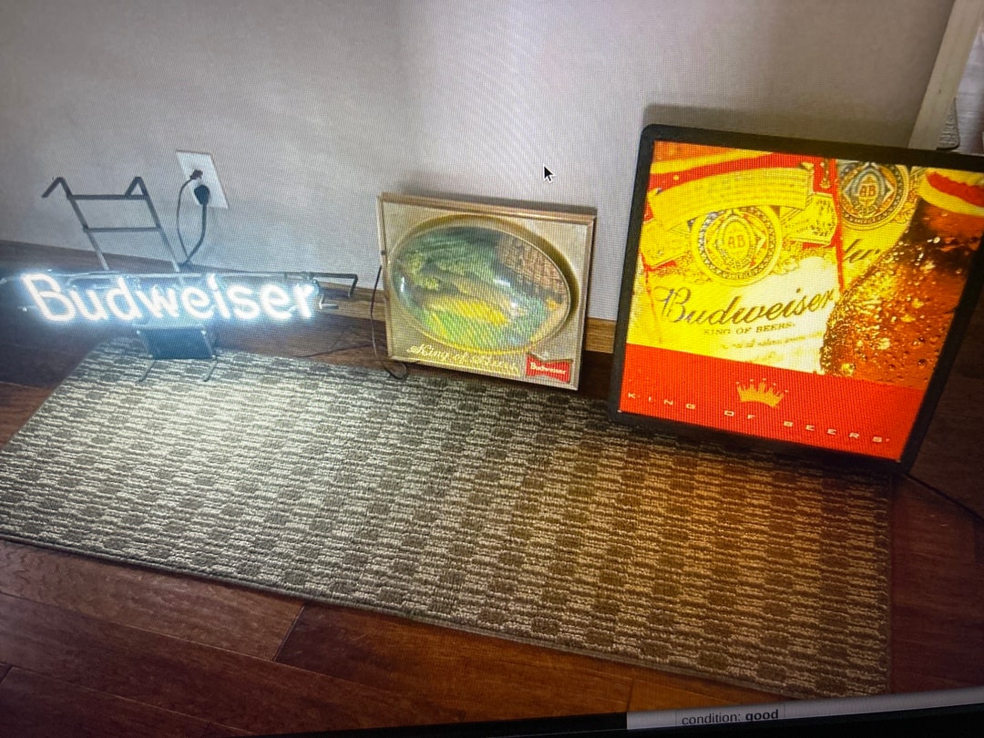 Trout Bud 1960's Vtg Budweiser Beer Signs 1960s X 2 and 2001 75 Local ...