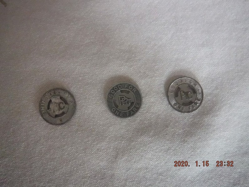 PRT-1 and PTC - 2 Coins Philadelphia Rapid Transit Good for One Fare ...
