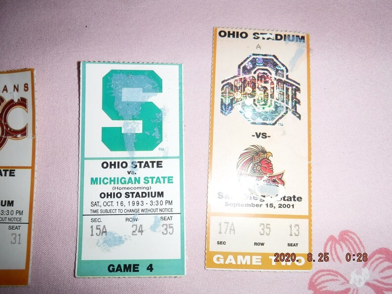 Ohio State Football Ticket Stubs 1955 85 86 90 93 and 2001 - Etsy