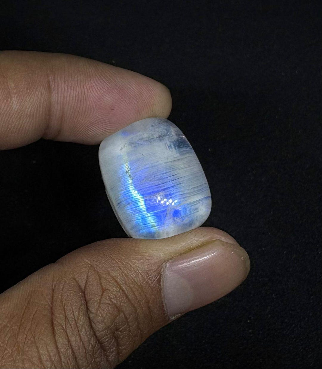Cushion Rainbow Moonstone Druzy - Blue Flashy Crystal Doublet (40.55 ...