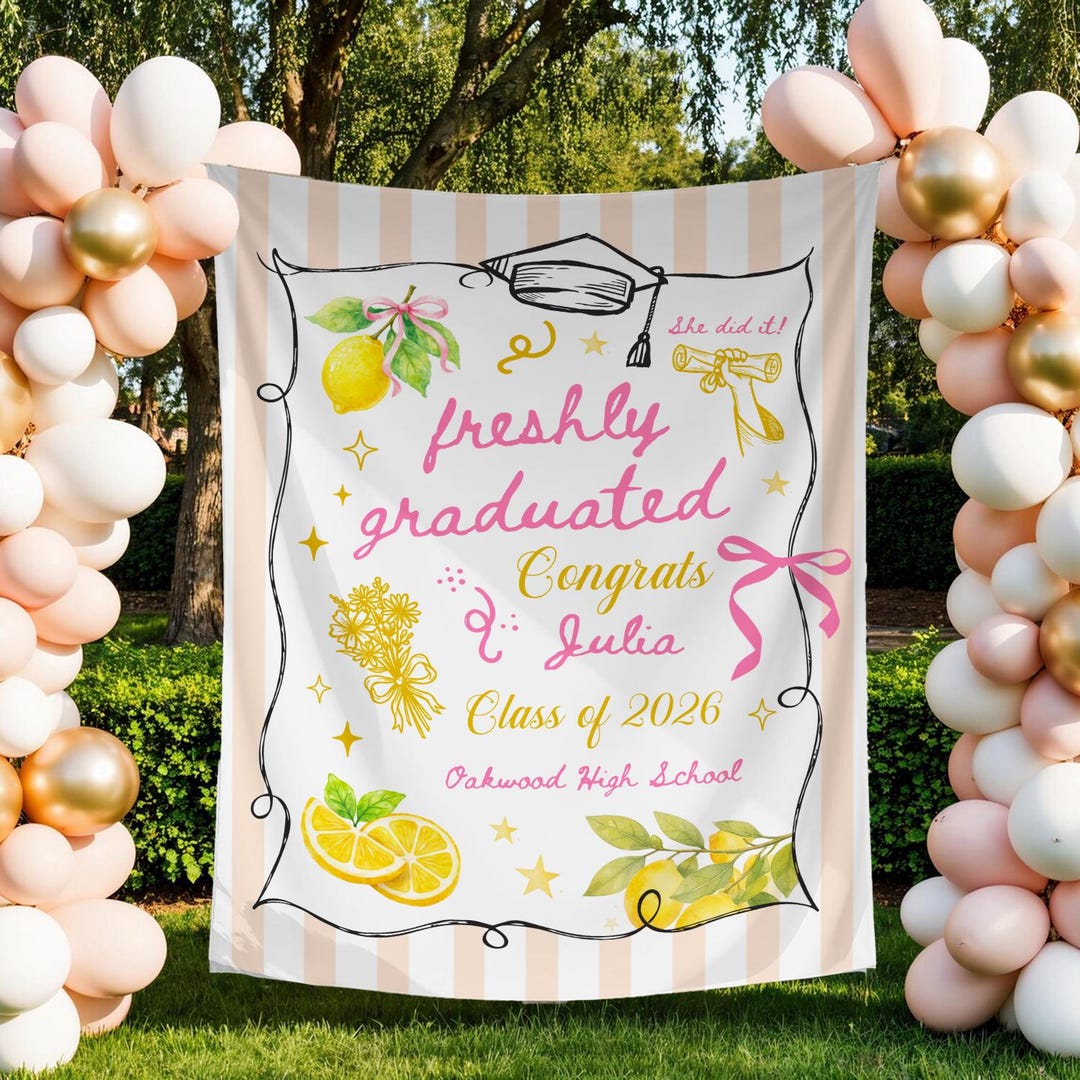2026 Graduation Backdrop, Lemon Graduation Welcome Banner, Citrus Grad ...