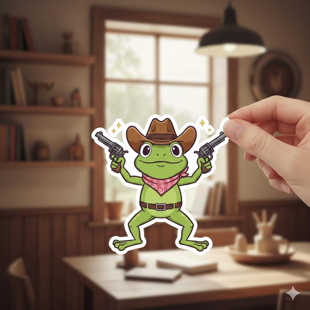 Cowboy Frog Sticker, Frog Meme Gift, Vinyl Waterproof Decor & Party ...