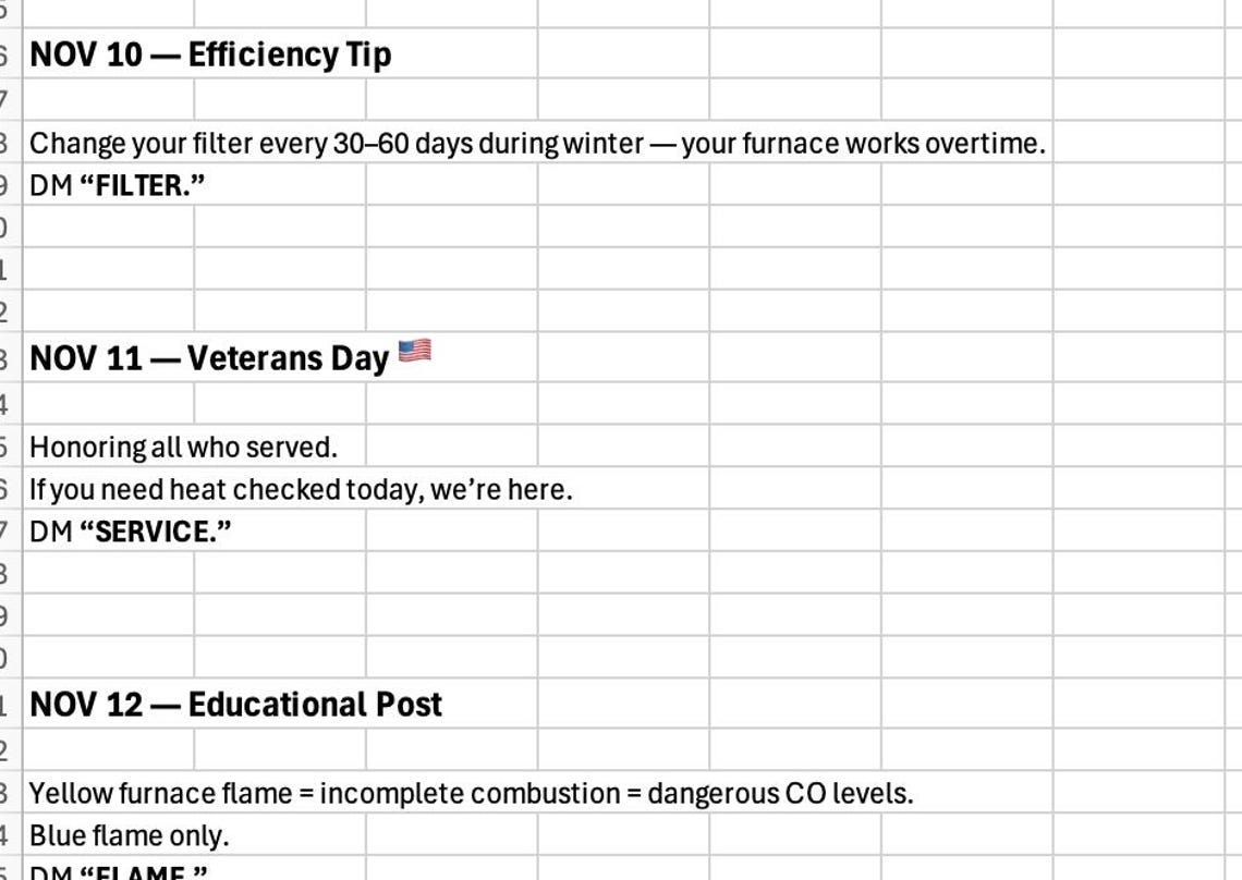 2026 HVAC Social Media Content Calendar | Lead Generation Posts (PDF ...