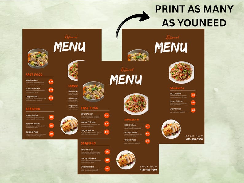 Fast Food Menu Flyer Template, Editable Restaurant Flyer, Printable ...