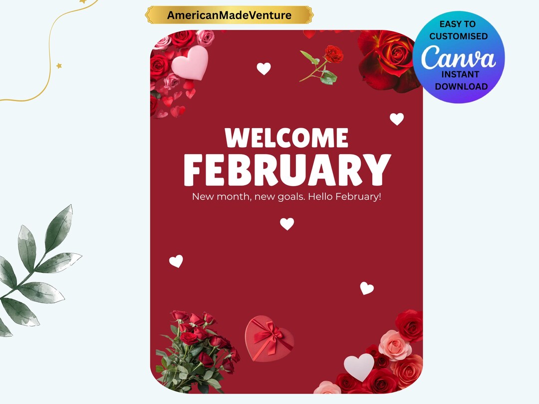 Welcome February Flyer, Editable Digital Template, Printable Poster ...