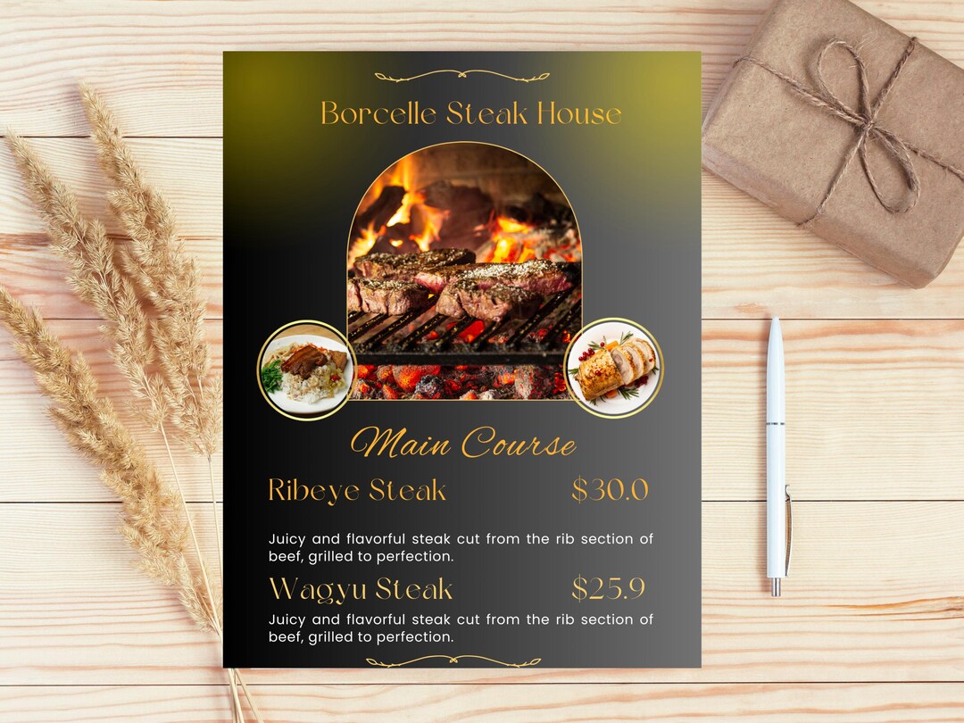 Editable Restaurant Menu Flyer, Modern Food Poster (digital Download ...