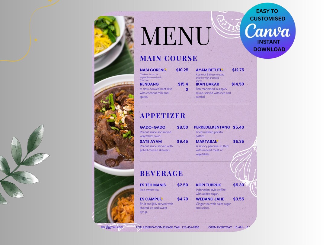 Editable Restaurant Menu Flyer Template, Food Promotion (digital ...