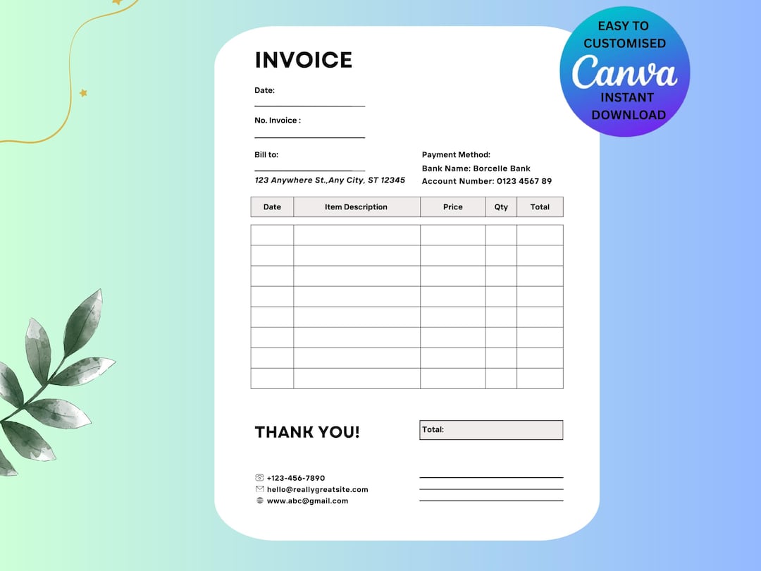 Invoice Template Mockups, Editable Invoice Design Preview, Professional ...