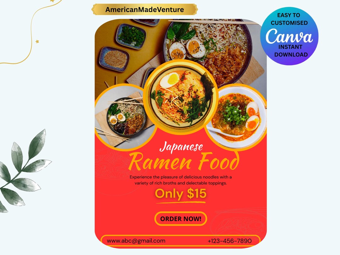 Ramen Restaurant Flyer Template, Editable Food Promo (digital Download ...