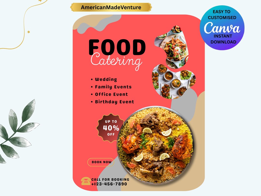 Editable Food Catering Flyer Template, Restaurant Promotion (digital ...