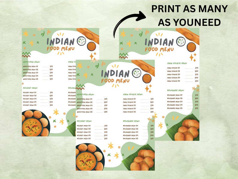 Indian Food Menu Flyer Template | Restaurant Menu Design | Editable ...