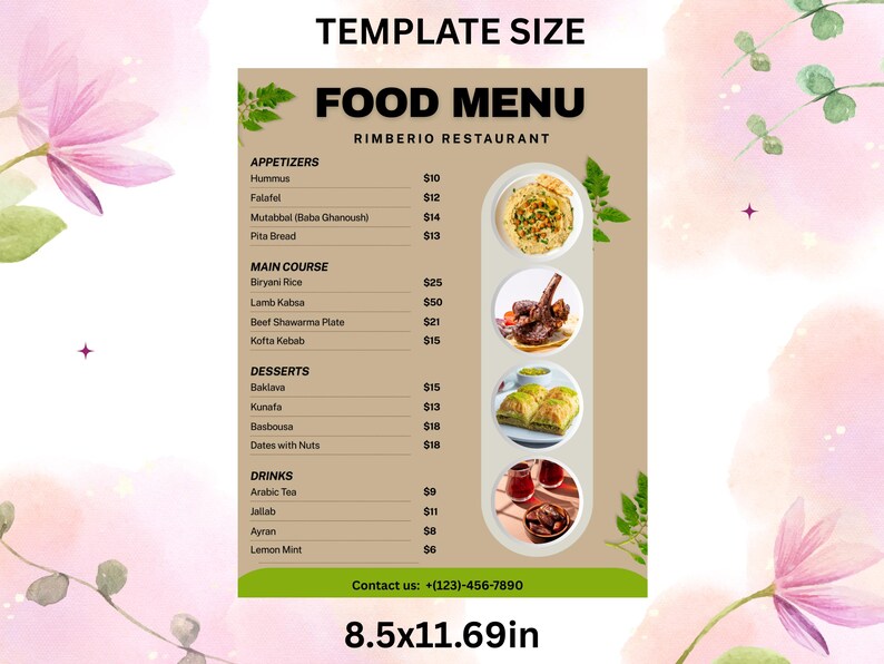 Editable Restaurant Menu Flyer, Modern Food Poster (digital Download ...