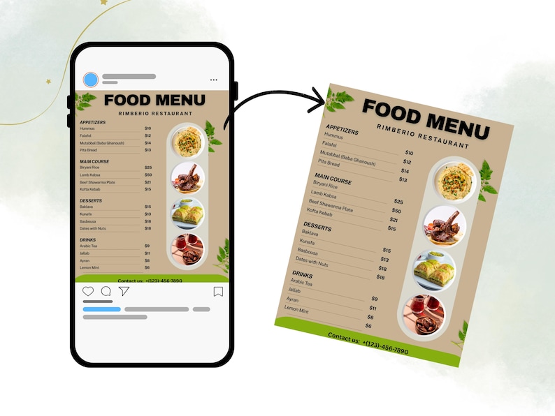 Editable Restaurant Menu Flyer, Modern Food Poster (digital Download ...