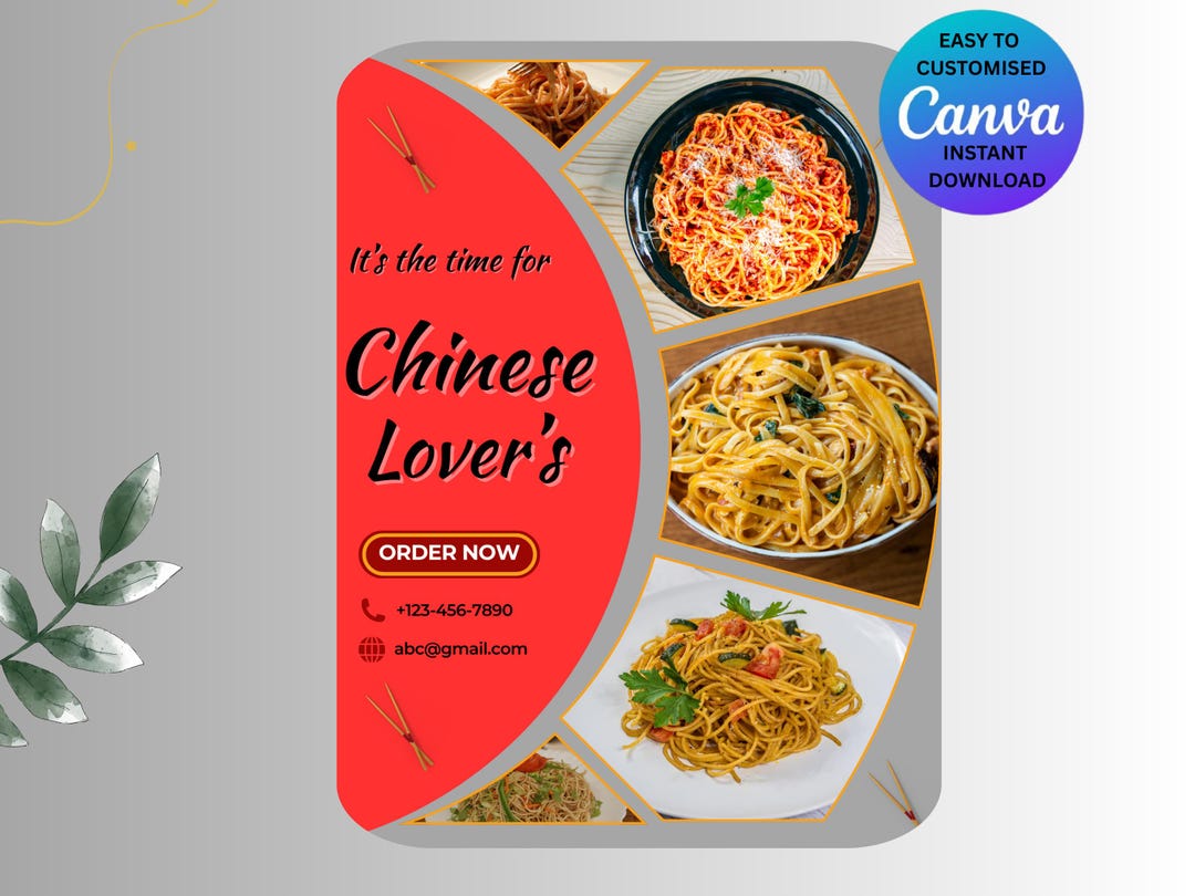 Editable Chinese Restaurant Menu Template, Asian Food (digital Download ...