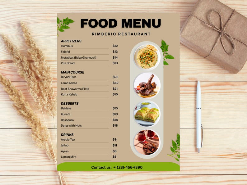 Editable Restaurant Menu Flyer, Modern Food Poster (digital Download ...