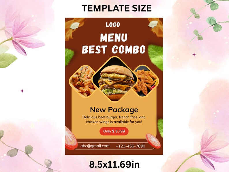 Editable Restaurant Menu Flyer Template, Modern Food Branding (digital ...