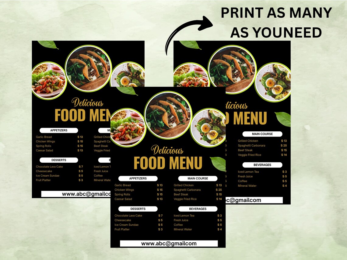 Editable Restaurant Menu Flyer Template, Modern Food Branding (digital ...