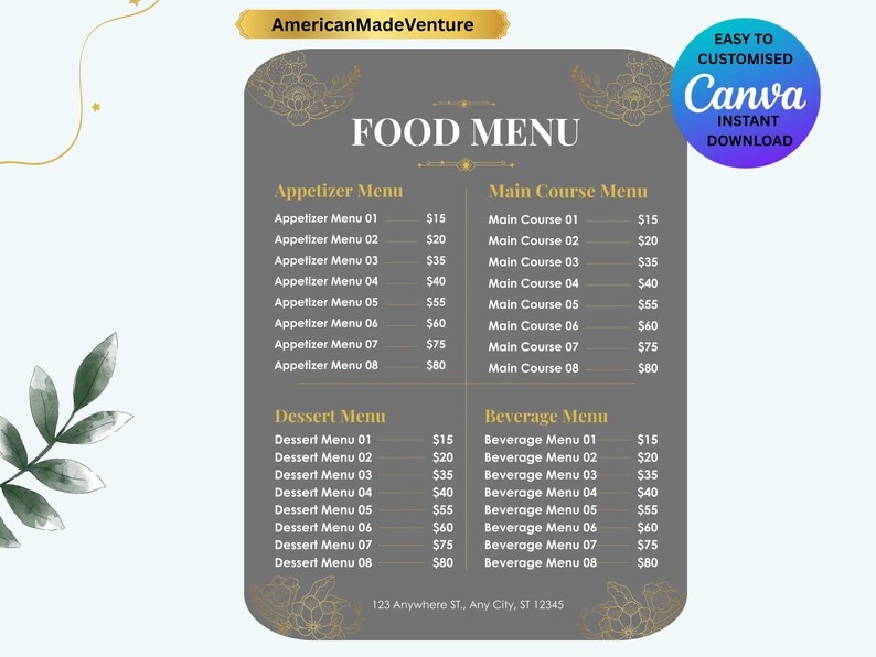 Food Menu Flyer Template, Editable Restaurant Flyer, Online Food Order ...