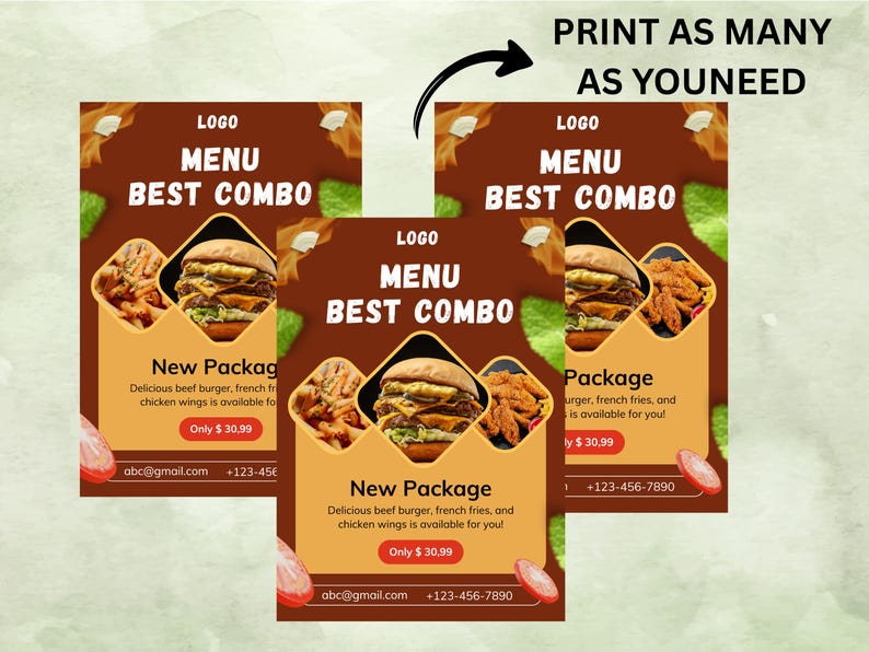 Best Combo Food Flyer, Editable Menu Flyer Template, Printable Menu ...