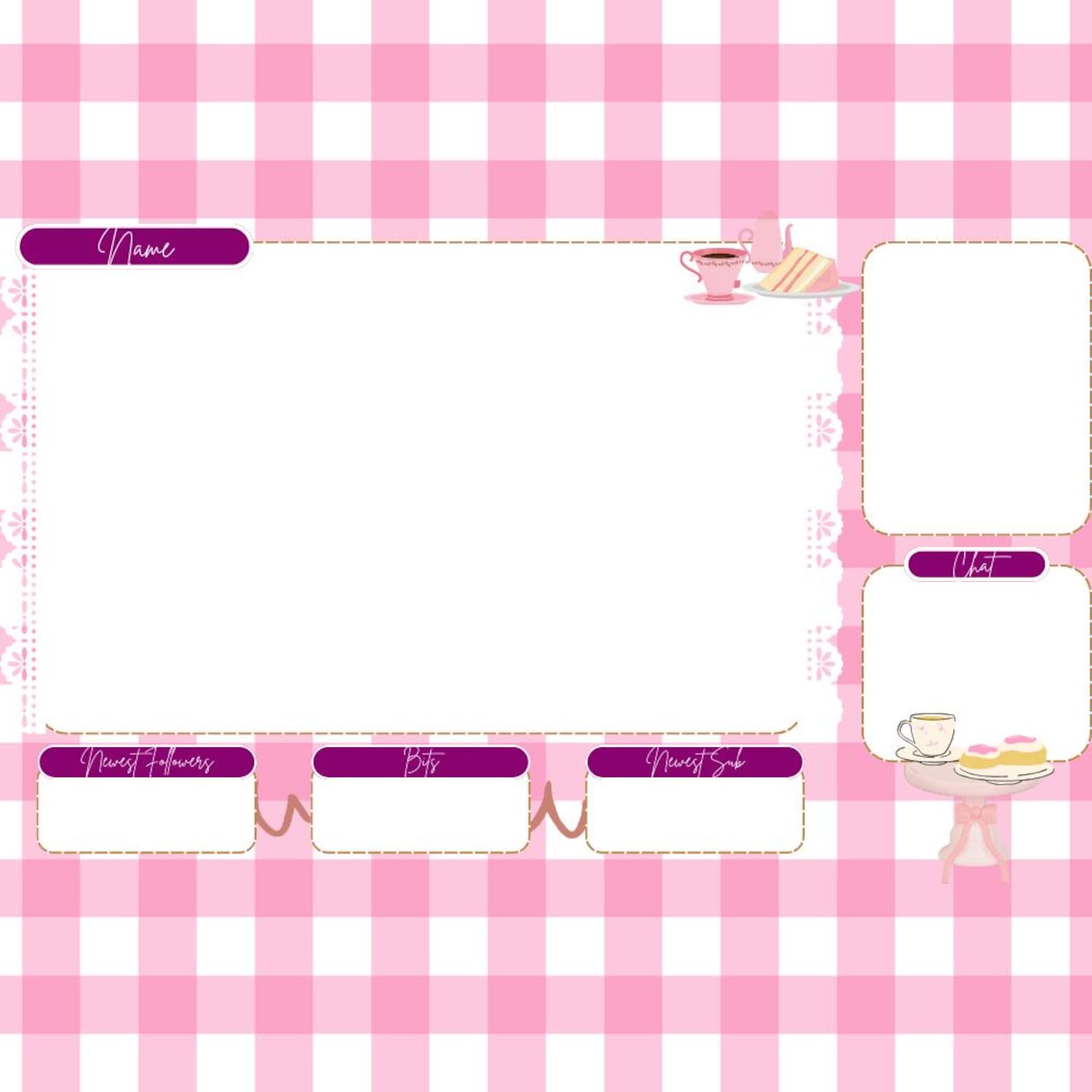 Animated Pink Tea Party Twitch Overlay Package (digital Download) - Etsy
