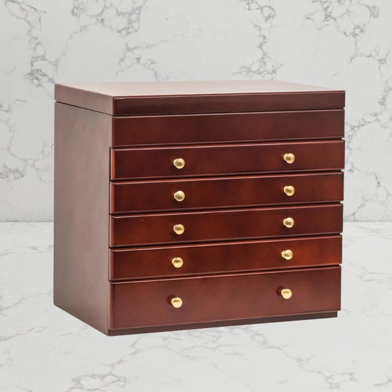 Large Wooden Jewelry Organizer Box, 6-layer Storage Cabinet - Etsy