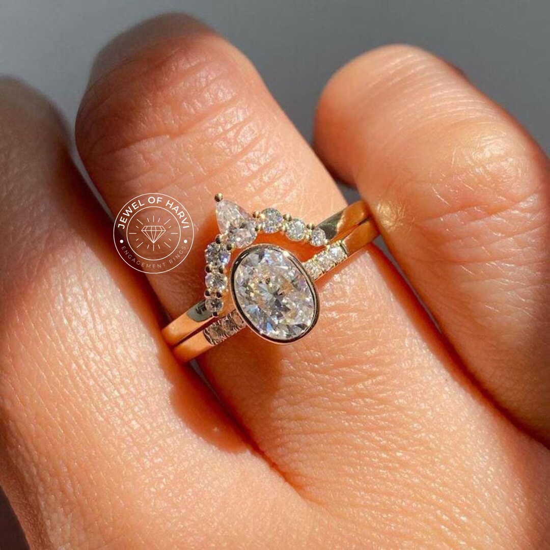Oval Engagement Ring Set by Sami Jewels, Promise Ring Set, Engagement ...