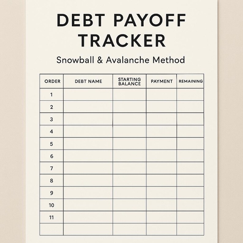 Debt Payoff Tracker Printable | Snowball & Avalanche Method | Debt ...