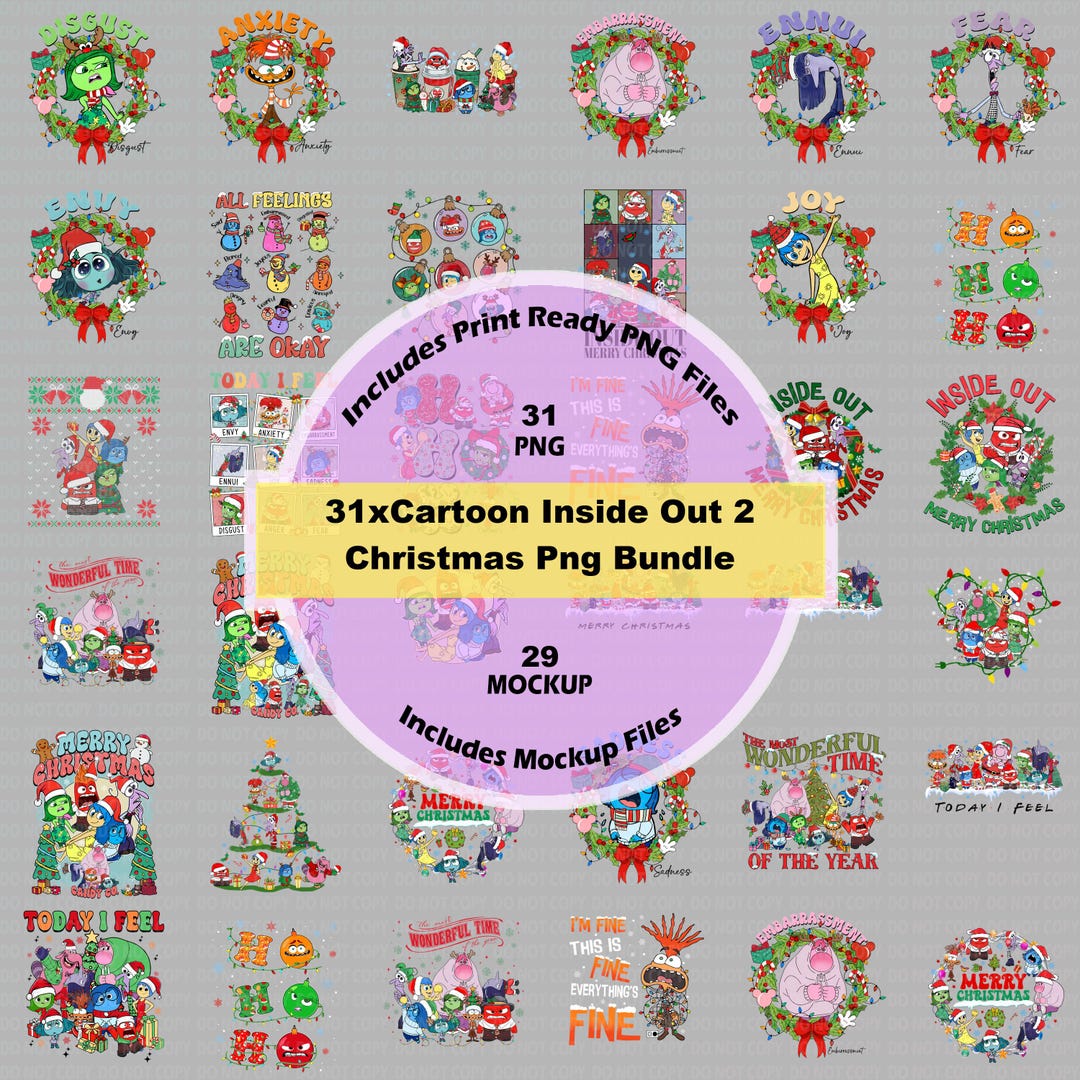 31xcartoon Inside Out 2 Christmas Png Bundle, DTF Png, Sublimation ...