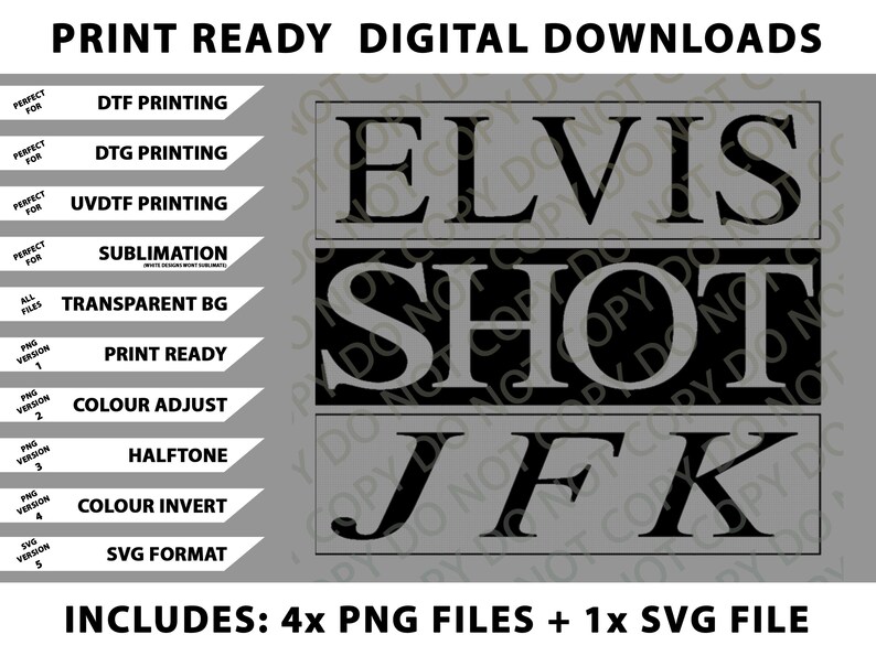 Elvis Shot JFK Classic Png Bundle, SVG Files, Digital Downloads - Etsy