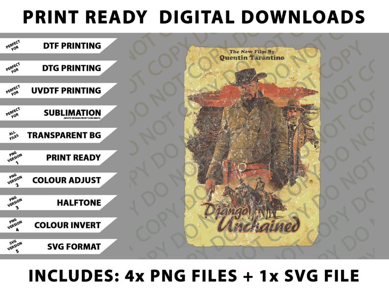 Django Unchained Poster Png Bundle, SVG Files, Digital Downloads - Etsy ...